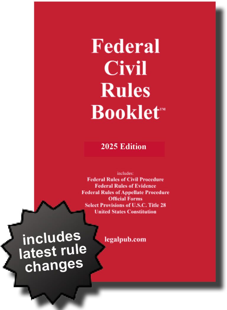 Federal Rules of Civil Procedure, 2025 ed. ($28.00)| Legalpub.com